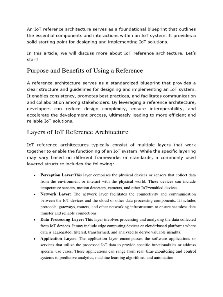 IoT reference architecture | PDF | Internet Of Things | Cloud Computing IoT reference architecture | PDF | Internet Of Things | Cloud Computing
