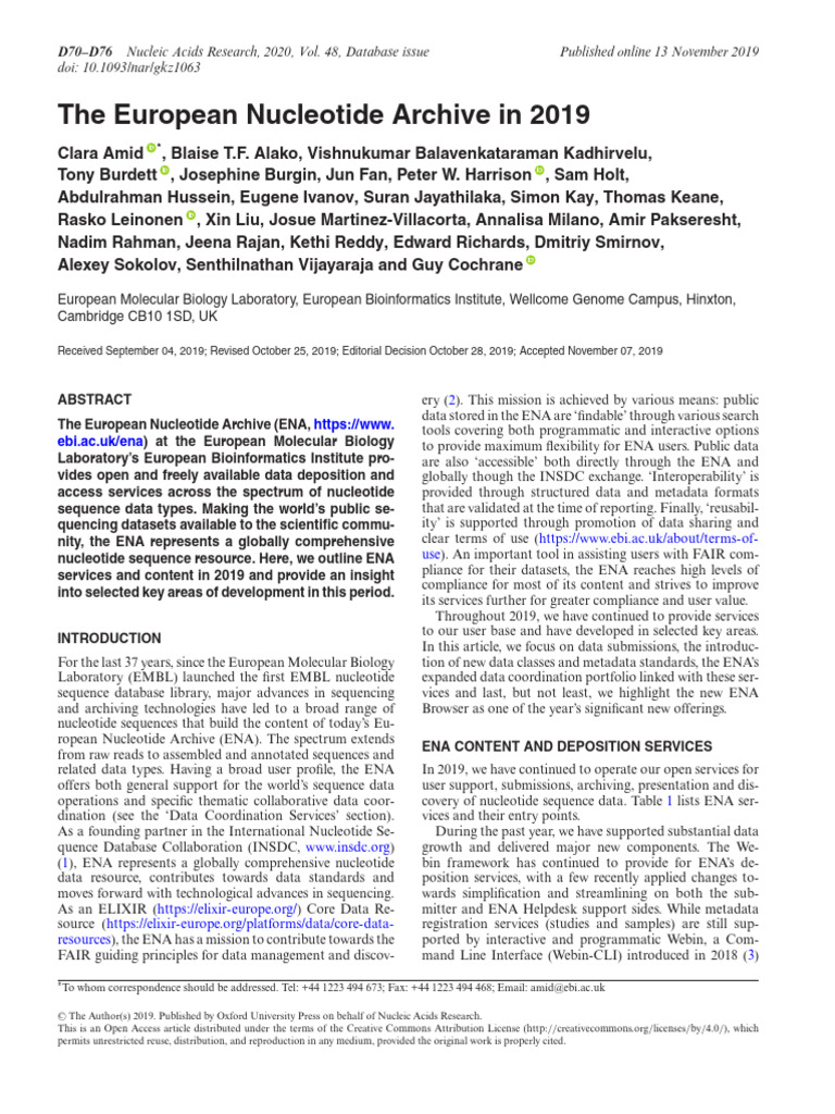 Ena | Download Free PDF | Metadata | Genomics