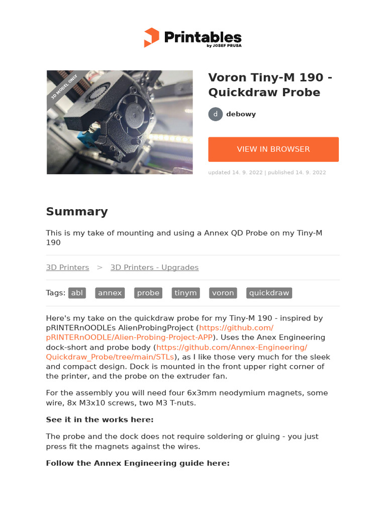 Tiny-M 190 Quickdraw Probe Guide | PDF | Business | Computers