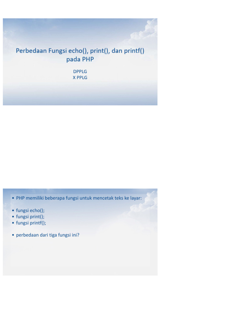 4 - Perbedaan Fungsi Echo Print Dan Printf | PDF