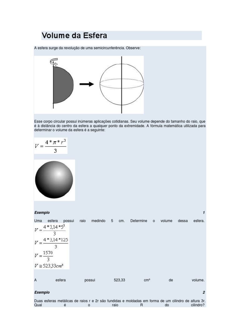 Volume Da Esfera | PDF
