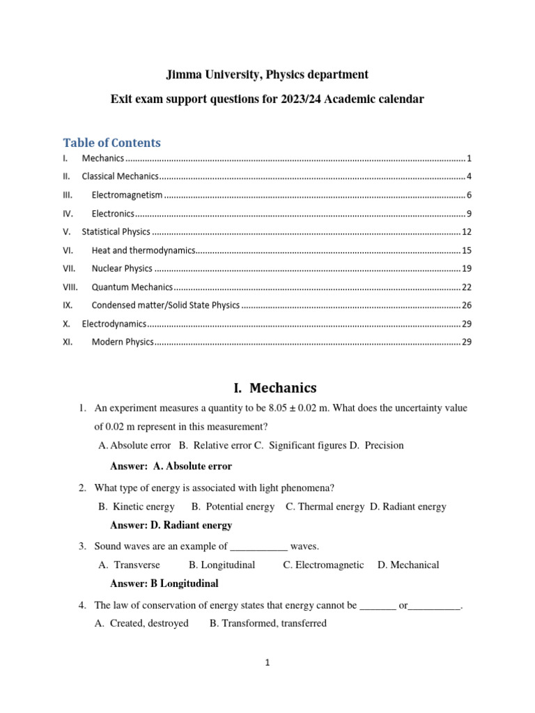_Jimma_university_ques.all_model | PDF | Force | Heat