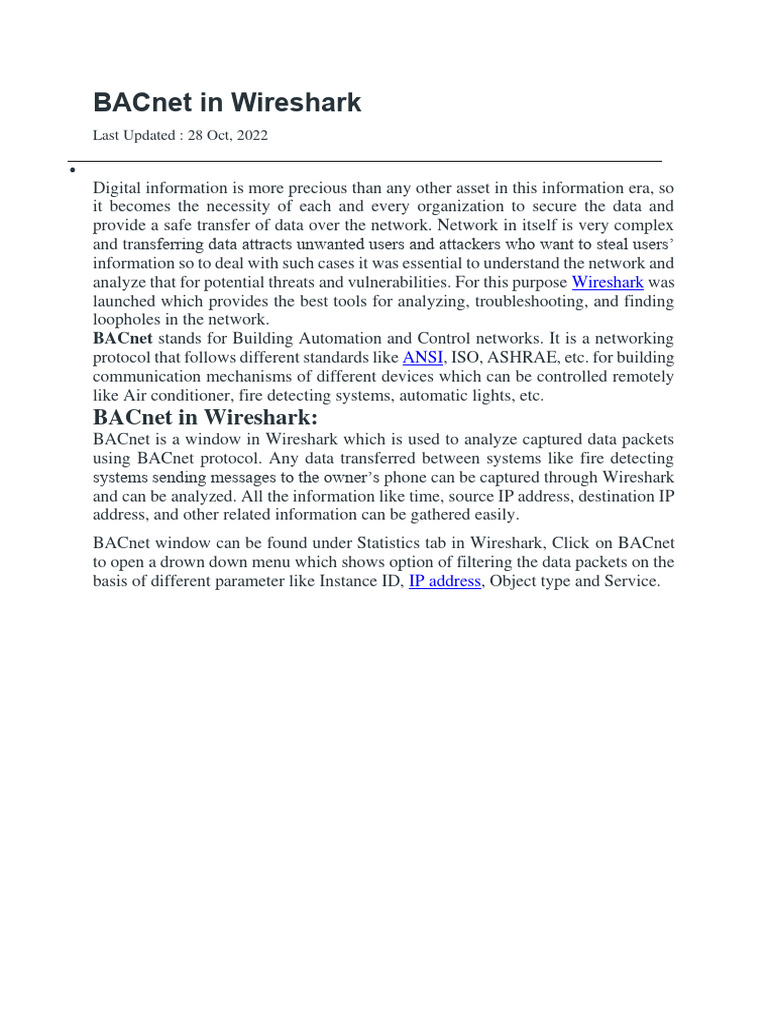BACnet Protocol | PDF | Computer Network | Internet Protocols