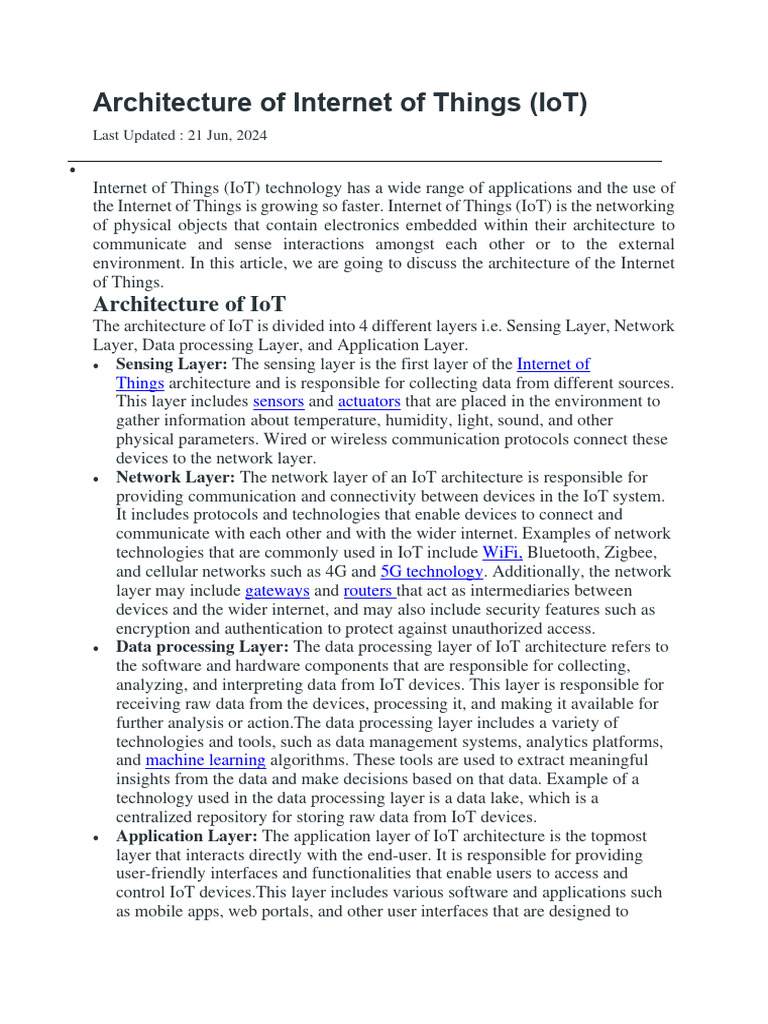 IoT Architecture Overview and Insights | PDF | Internet Of Things ...