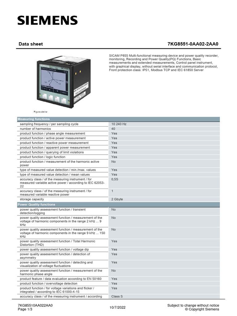 7KG85510AA022AA0 Datasheet en | PDF | Sampling (Signal Processing) | Electrical Engineering
