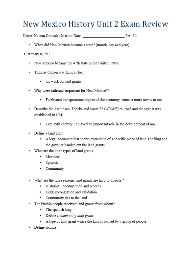 Unit 2 Exam Review | PDF | New Mexico | Mexico Unit 2 Exam Review | PDF | New Mexico | Mexico