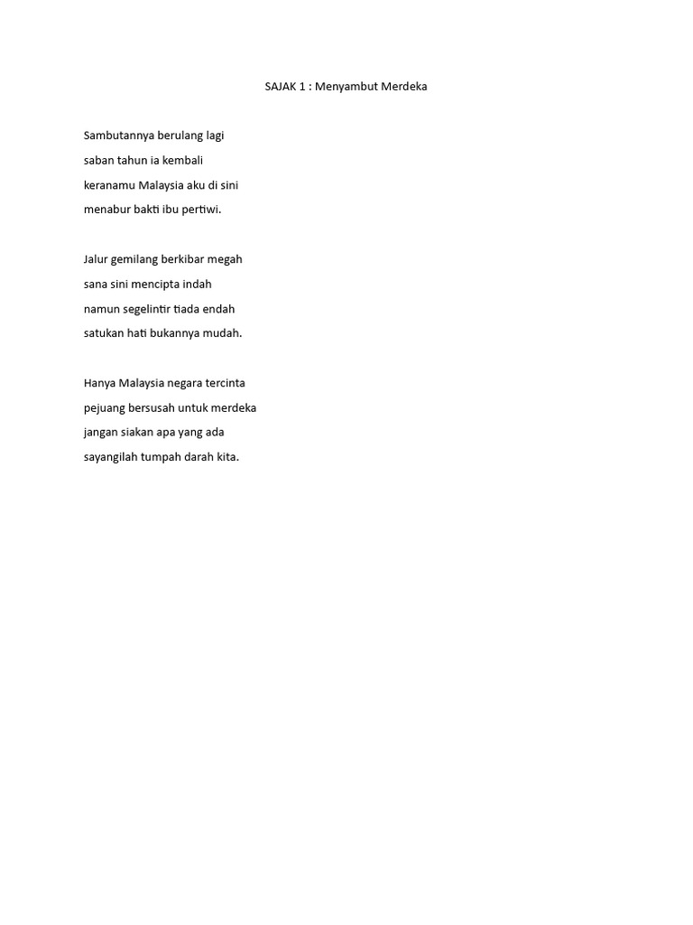 Teks Sajak Dan Syair Merdeka 2023 | PDF | Puisi