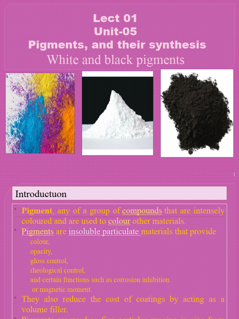 Lect 01 Pigments, and Their Synthesis | PDF | Titanium Dioxide | Titanium