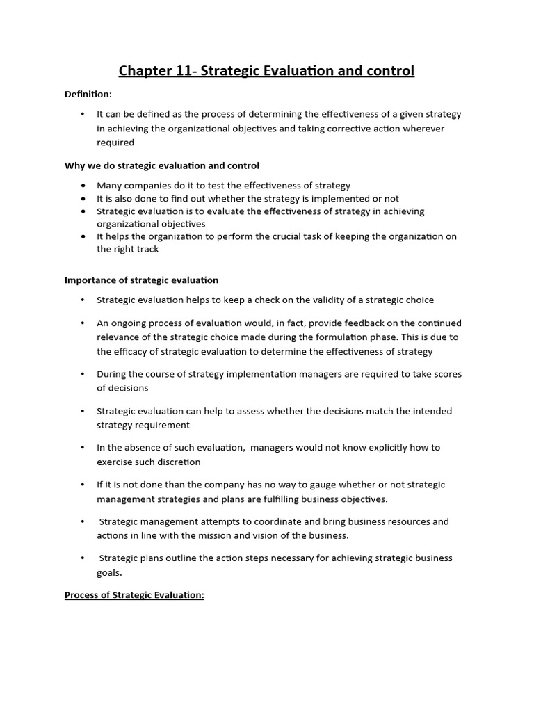 11. Strategy Evaluation & Control | PDF | Strategic Management | Risk