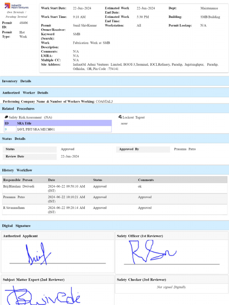 Permit To Work - 2024-06-22T101627.092 | PDF