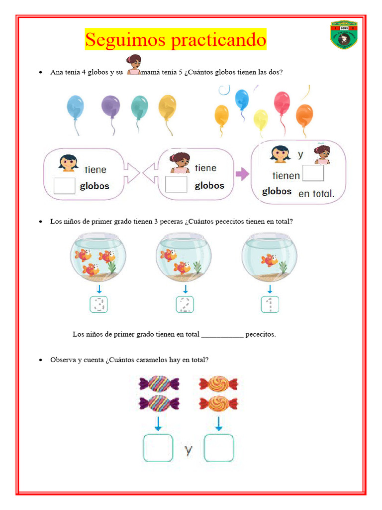 FICHA DE MAT. SEGUIMOS APRENDIENDO ADICIÓN | PDF