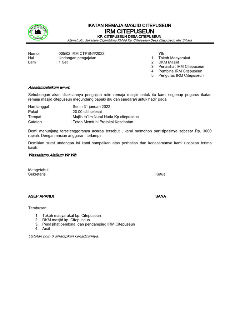 Surat Undangan Irm | PDF