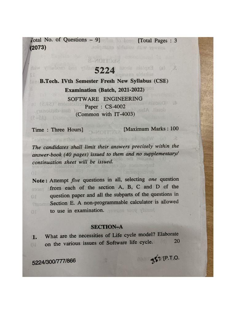 Software Engineering PYQs | PDF