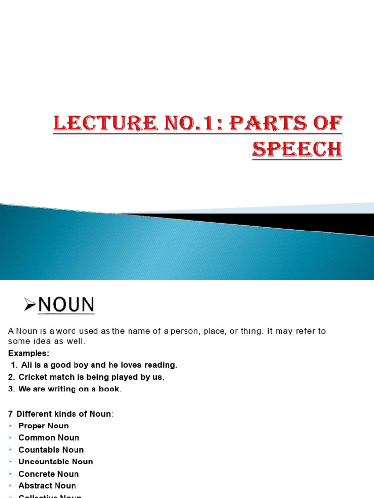 First Lecture On Nouns and Pronouns | PDF | Noun | Adjective