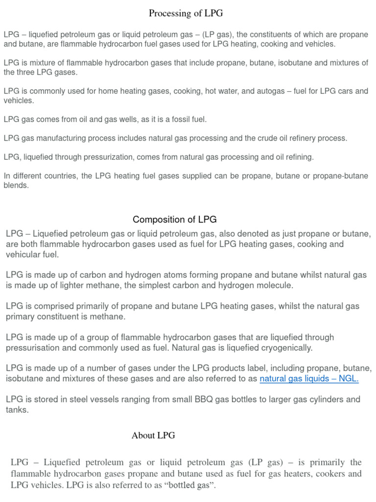 Processing LPG B | PDF | Liquefied Petroleum Gas | Gas To Liquids
