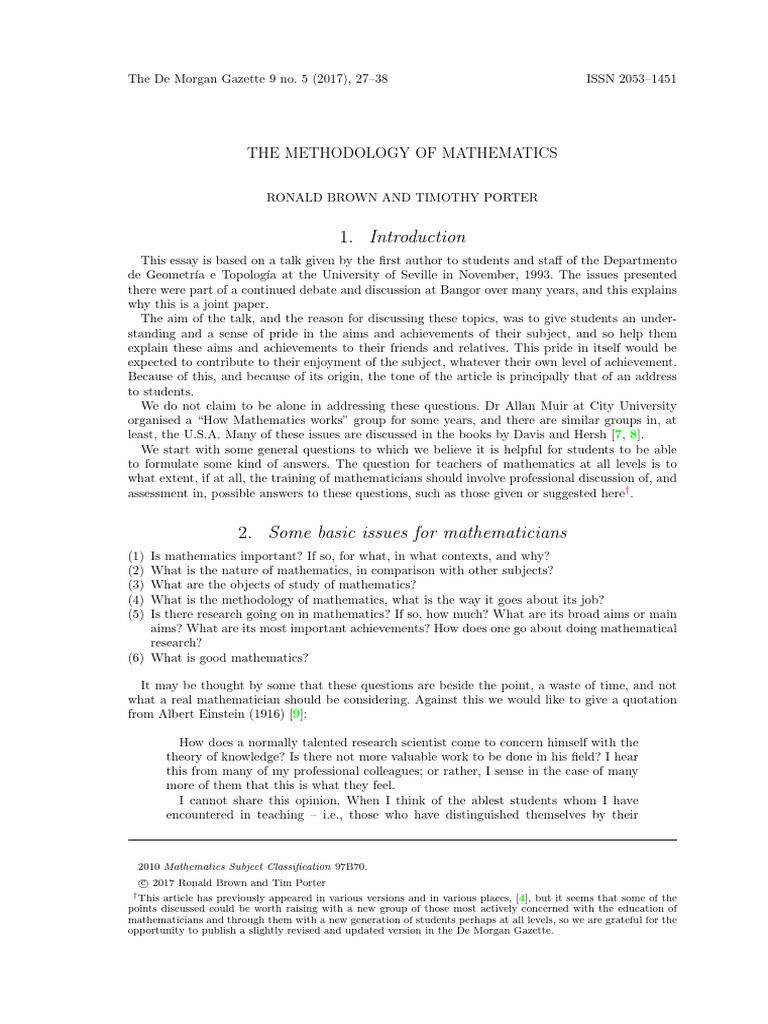 The Methodology of Mathematics | PDF | Mathematics | Mathematical Proof