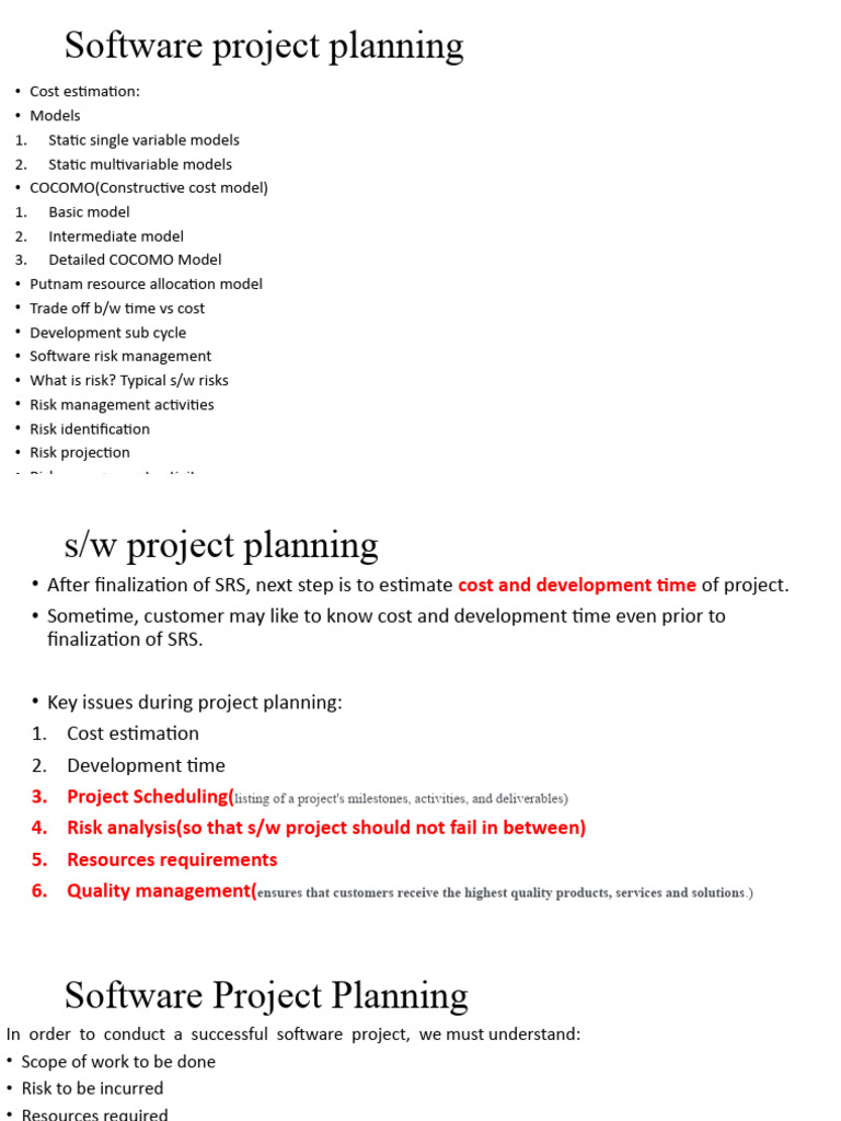SW Project Planning-Cost Estimation-Risk (2) . | PDF | System | Information