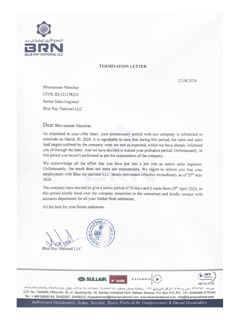 BRN Termination Letter | PDF