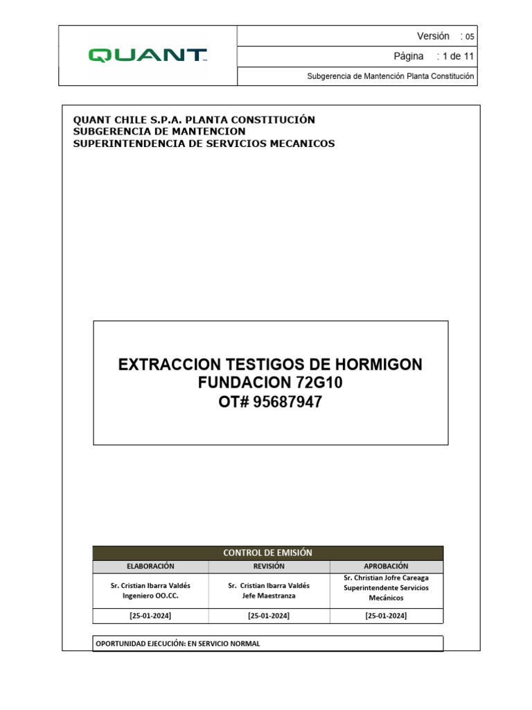 Eett Extraccion Muestras Testigos Hormigon | PDF | Residuos | Valores