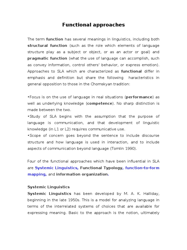 Functional Approaches | PDF | Second Language Acquisition | Second Language