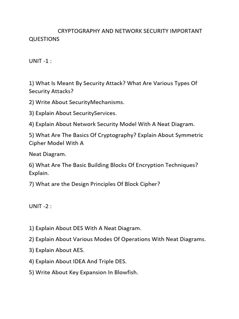 Cns Cryptography and Network Security Important Questions | PDF Cns Cryptography and Network Security Important Questions | PDF
