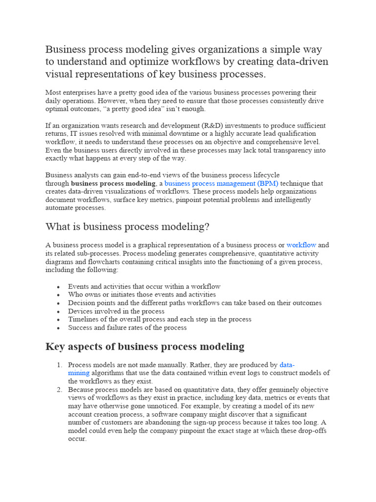 Business Model Pdf Business Process Business Process Management