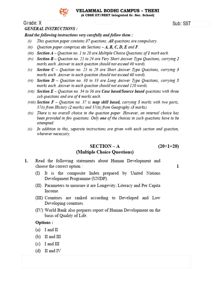 Sample Paper 4 | PDF | Flood