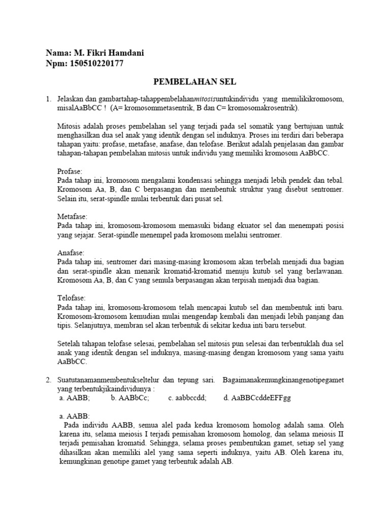 Latihan Soal Pembelahan Sel | PDF