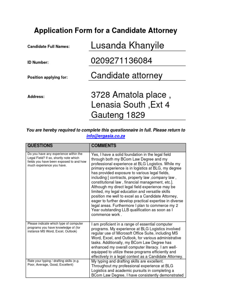 Application Form (Candidate Attorney) | PDF