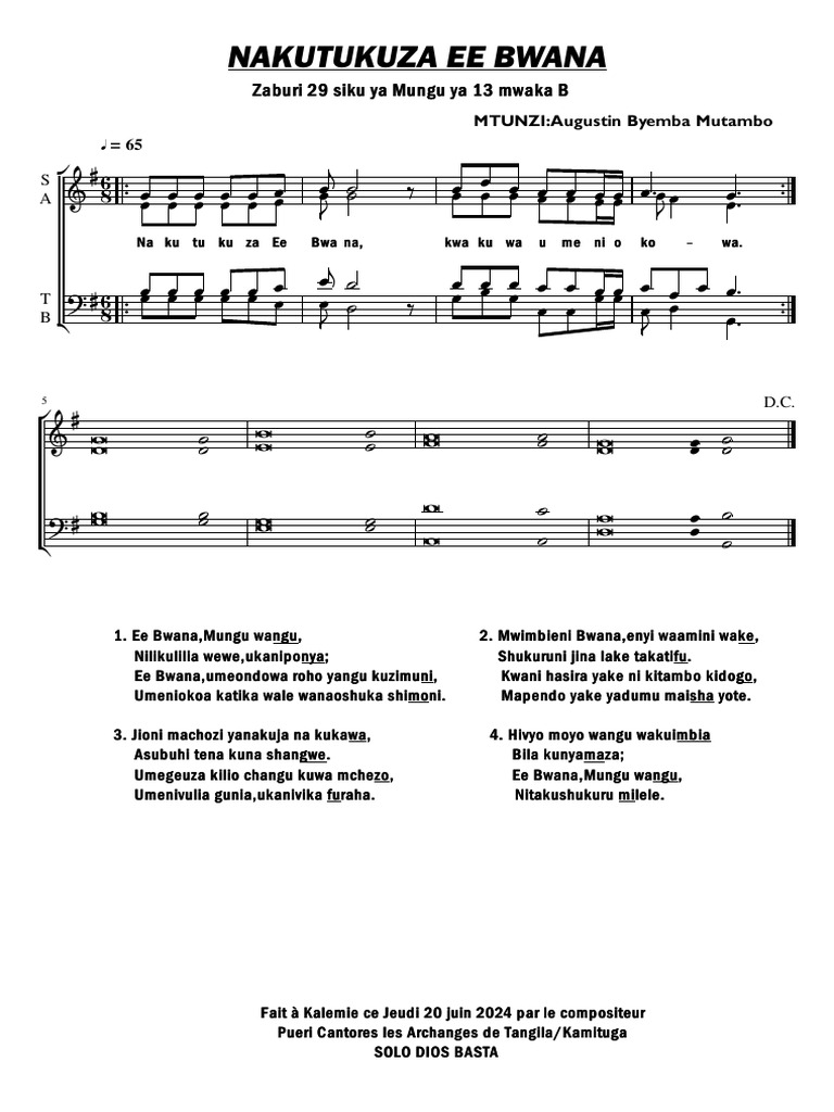 Nakutukuza Ee Bwana by Augustin | PDF