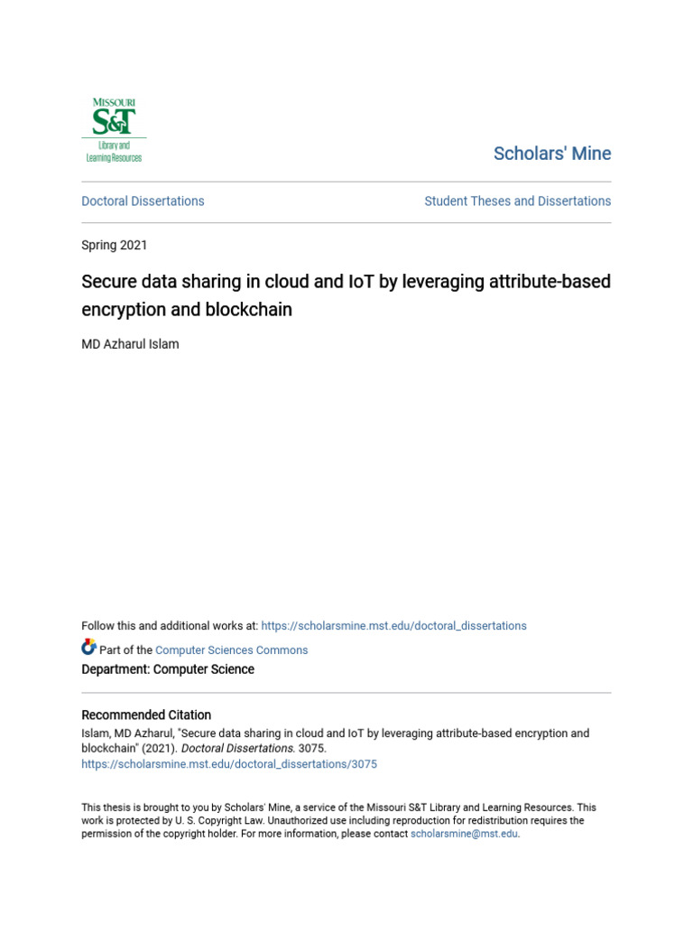Secure Data Sharing in Cloud and IoT by Leveraging Attribute-Base | PDF | Key (Cryptography ...