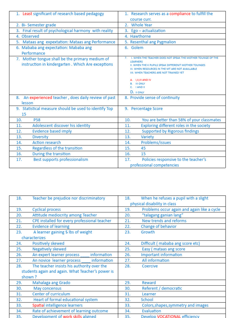 PROF ED FINAL COACHING SIR MELVIN BURACHO (AutoRecovered) | PDF | Learning | Thought