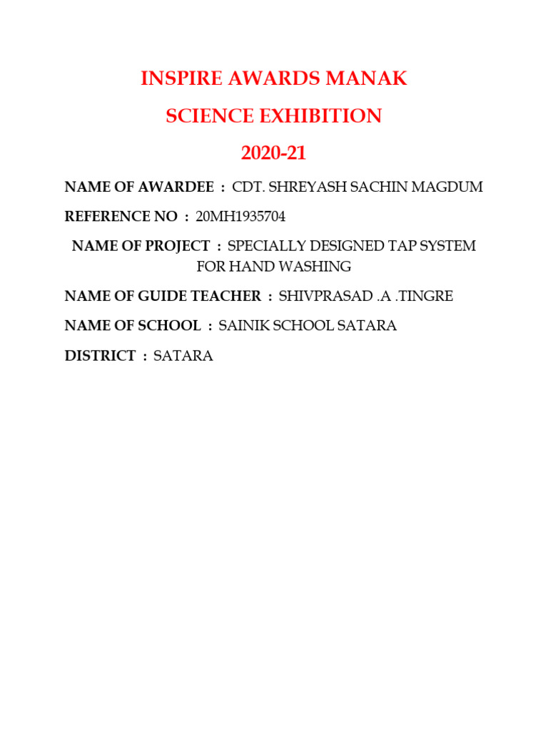 Inspire Awards Manak | PDF | Hand Washing | Prevention