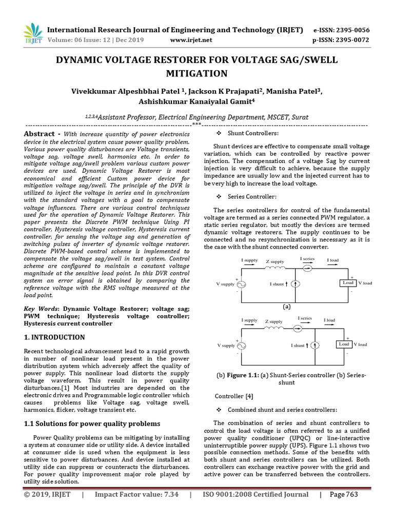 Dynamic Voltage Restorer For Voltage Sag/Swell Mitigation | PDF | Power Inverter | Transformer