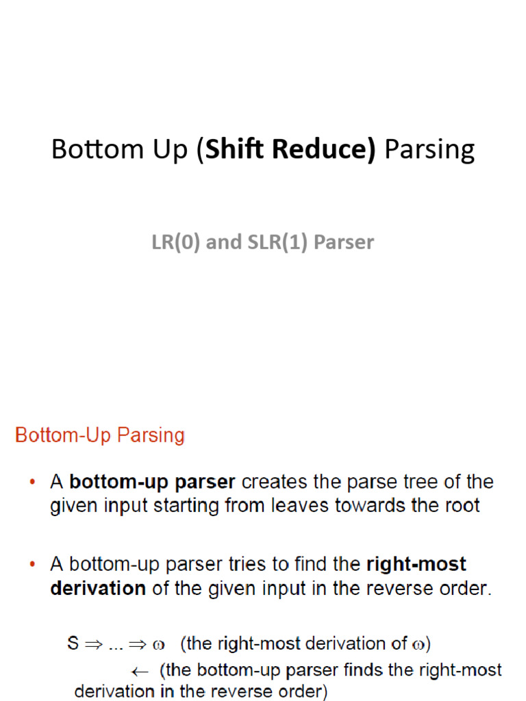 Bottom Up (Shift Reduce) Parsing New | PDF | Parsing | Language Mechanics