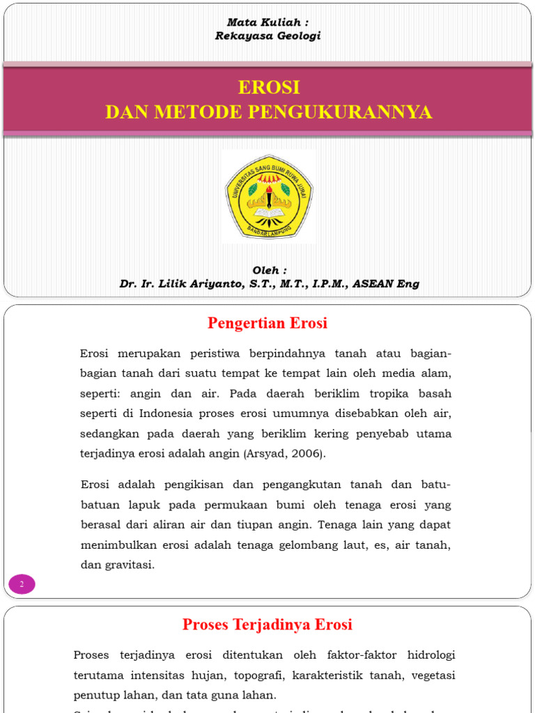 Bahan 12 - Erosi Dan Metode Pengukurannya | PDF