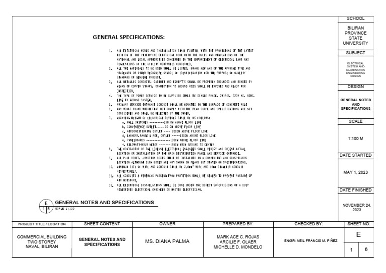 General Notes and Specifications | PDF