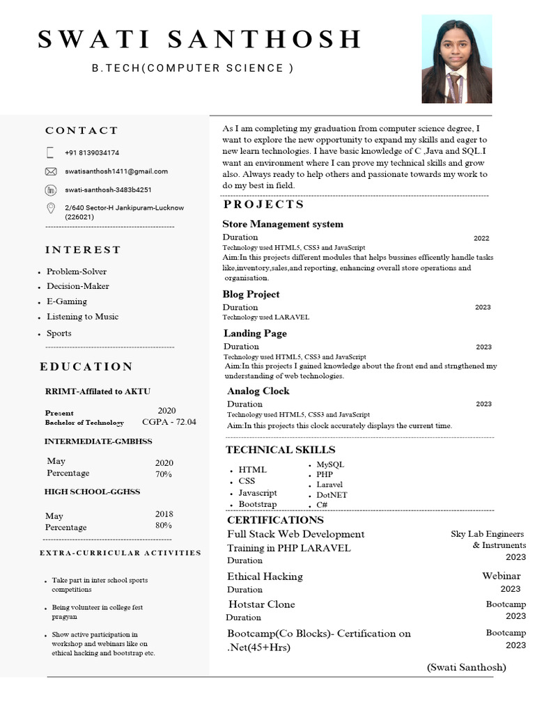 Swati Resume | PDF | Html5 | Bootstrap (Front End Framework)