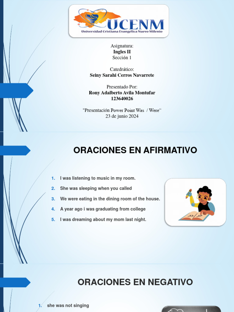 Asignatura: Secci Ón1 Catedr Ático:: Ingles II | PDF