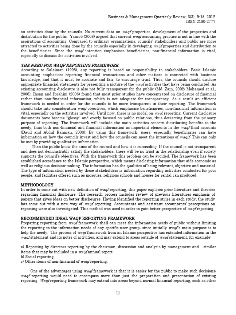 Waqf Reporting Framework | Download Free PDF | Information | God In Islam