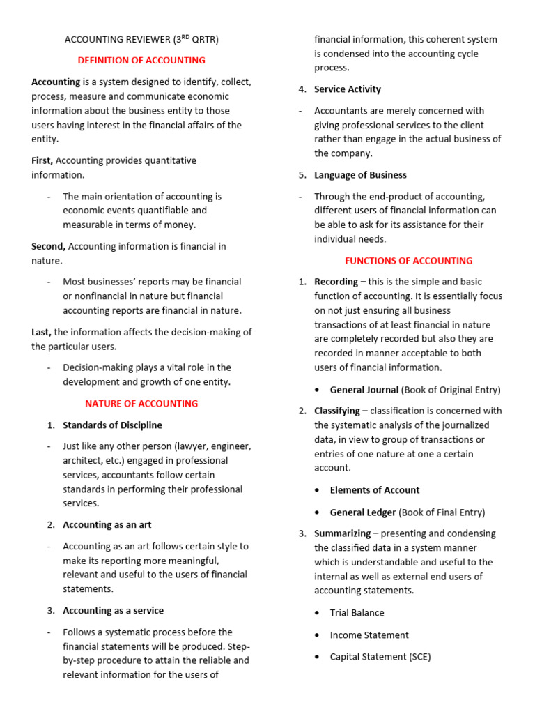 ACCOUNTING REVIEWER | PDF | Debits And Credits | Expense