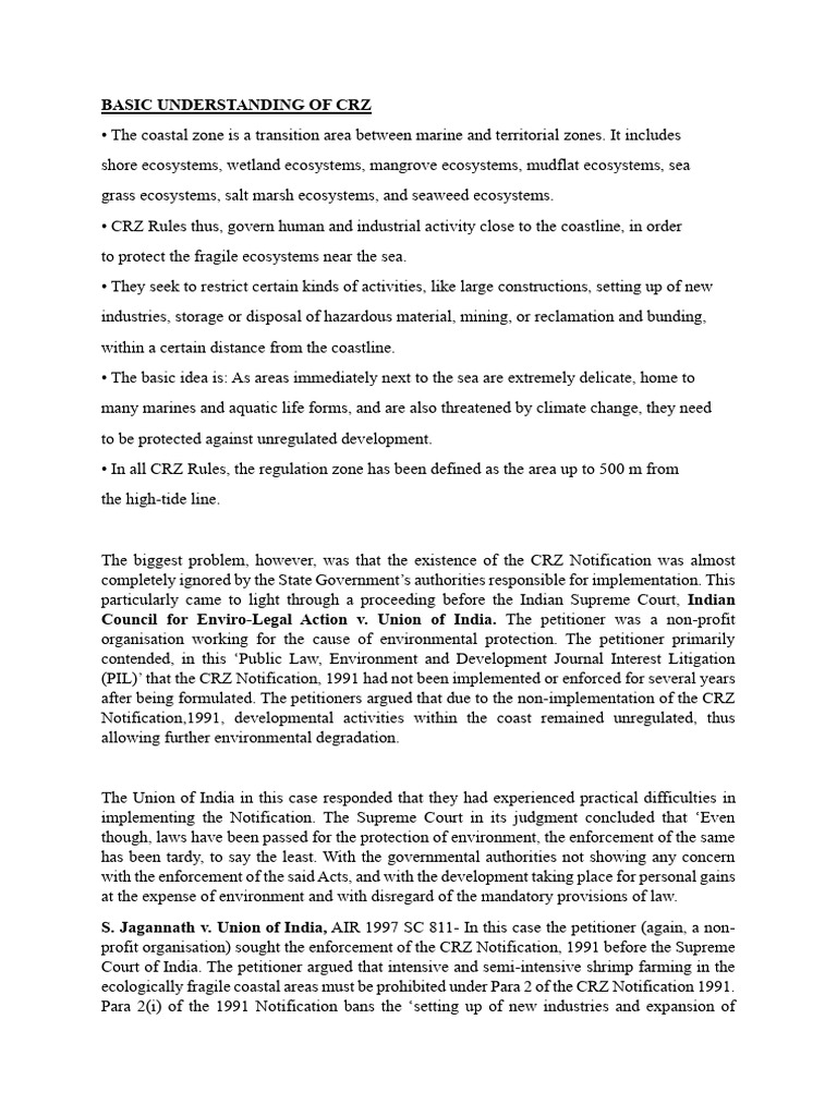 Basic Understanding of CRZ | Download Free PDF | Coast | Earth Sciences