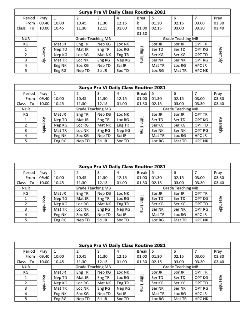 Daily Routine | PDF | Science & Mathematics
