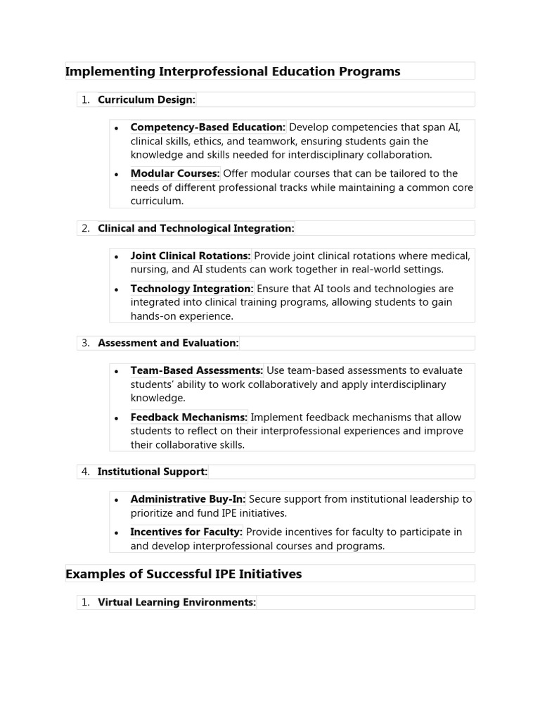 Implementing Interprofessional Education Programs | PDF | Collaboration | Artificial Intelligence