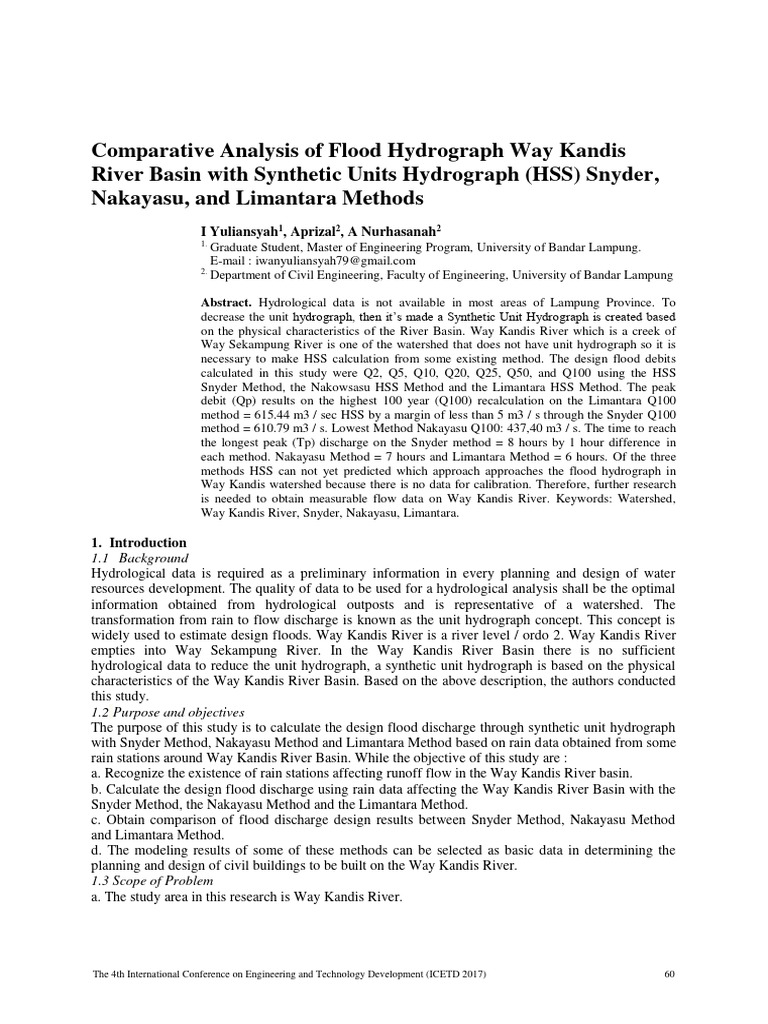 Comparative Analysis of Flood Hydrograph Way Kandis | PDF | Discharge (Hydrology) | Earth Sciences