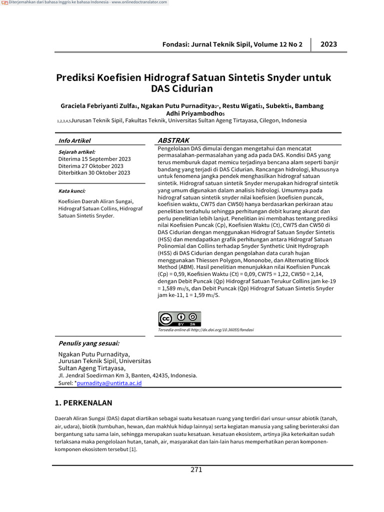 17 Prediction Of Snyder Synthetic Unit Hydrograph Coefficient For En