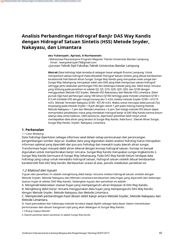 Comparative Analysis of Flood Hydrograph Way Kandis - En.id | PDF