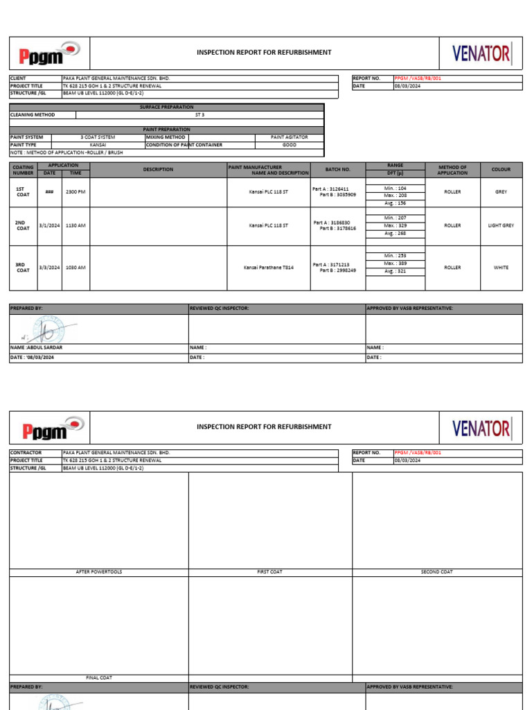 Painting Report - Beam Refurbishment | PDF | Paintings | Industrial ...