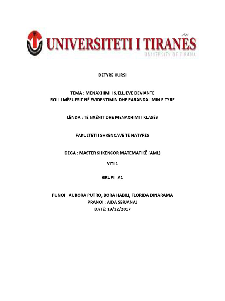 Menaxhimi I Sjelljeve Deviante | PDF