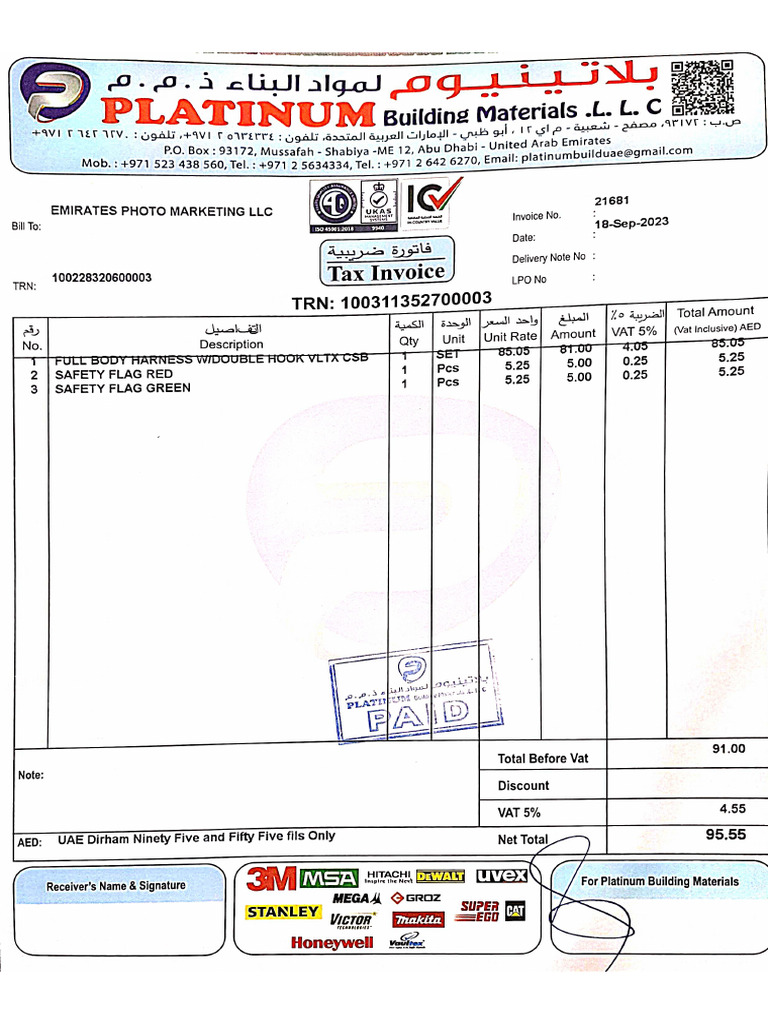 Safety Harness and Flags Bill | PDF